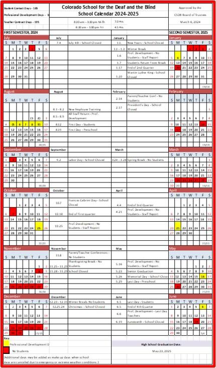 24-25 School Calendar | CO School for the Deaf & Blind